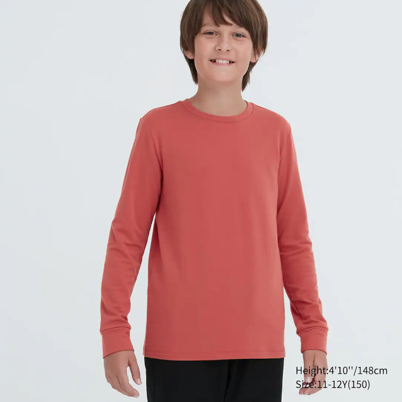 Uniqlo | Shirts & Tops | Uniqlo Kids Orange Heattech Crew Neck Long ...